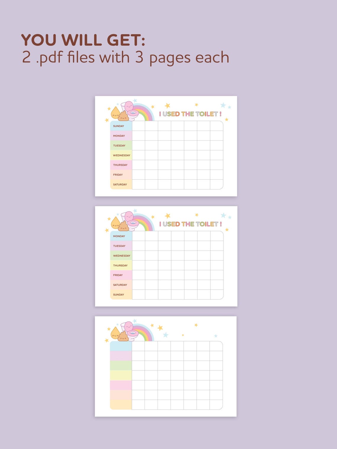 Toilet Training Chart Printable for Kids, Reward Sticker System ...