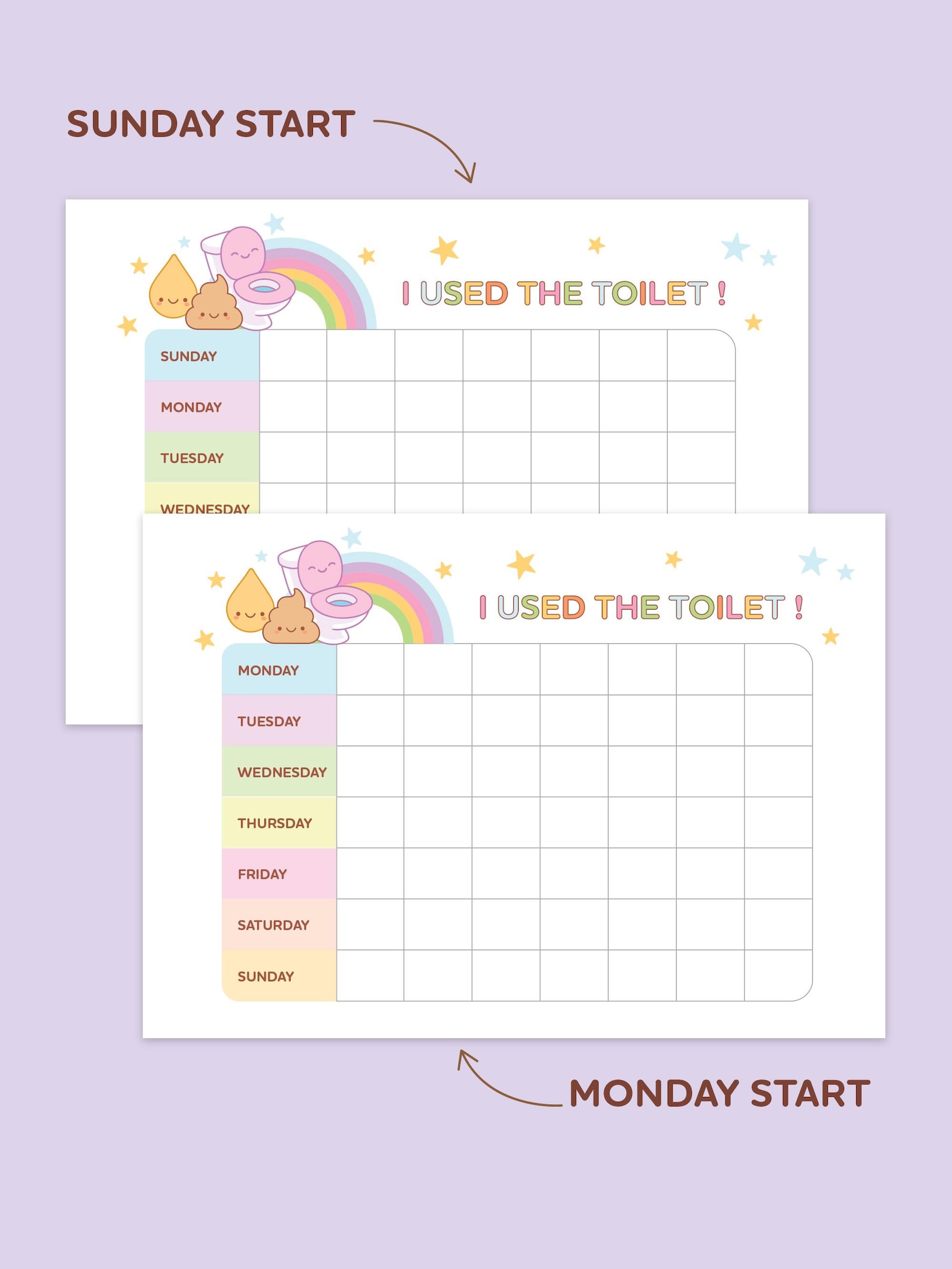 Toilet Training Chart Printable for Kids, Reward Sticker System ...