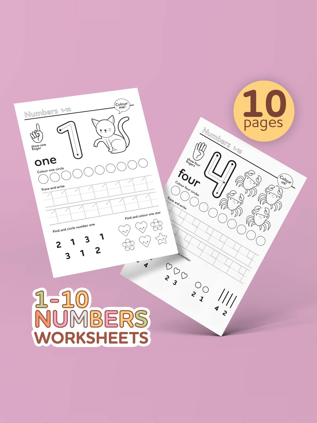 Number Learning Pages, Math Activity for Kids, Homeschooling Counting ...