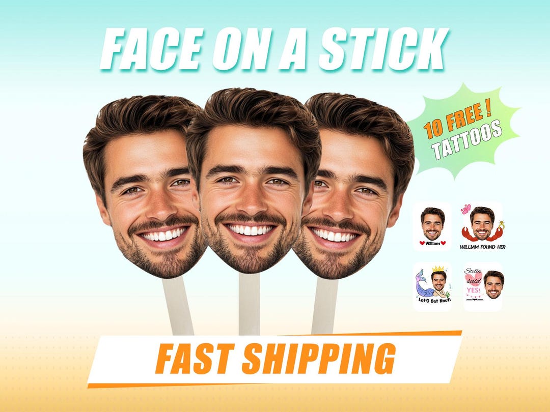 Visage personnalisé sur un bâton, Grosse tête sur un bâton, EVJF ...