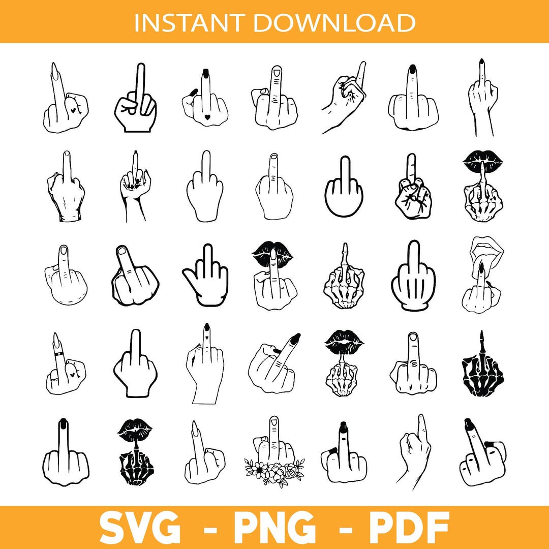 Middle Finger SVG Bundle, Middle Finger Png, Skeleton Middle Finger Svg ...