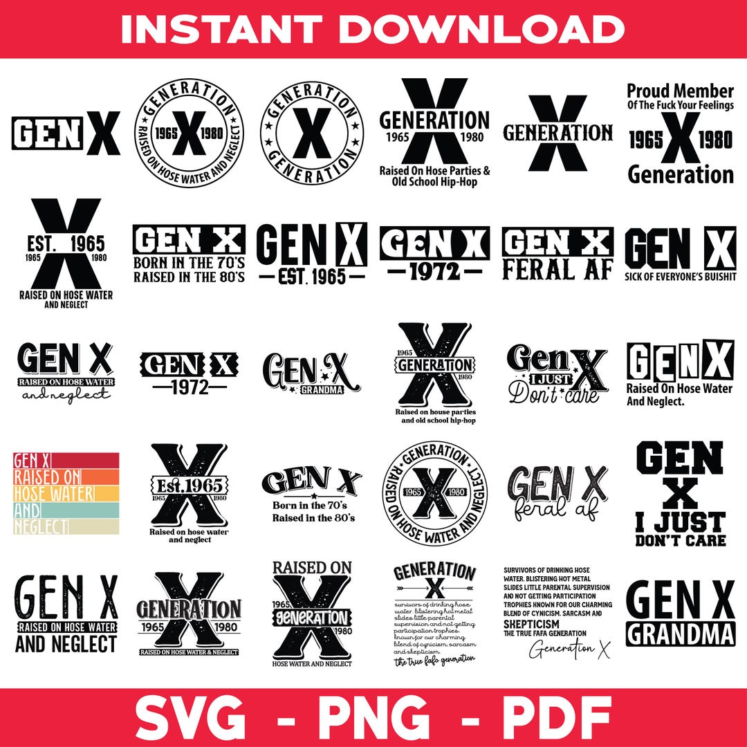 Gen X SVG Bundle, Generation X PNG Bundle, Retro Gen X Shirt, Raised on ...