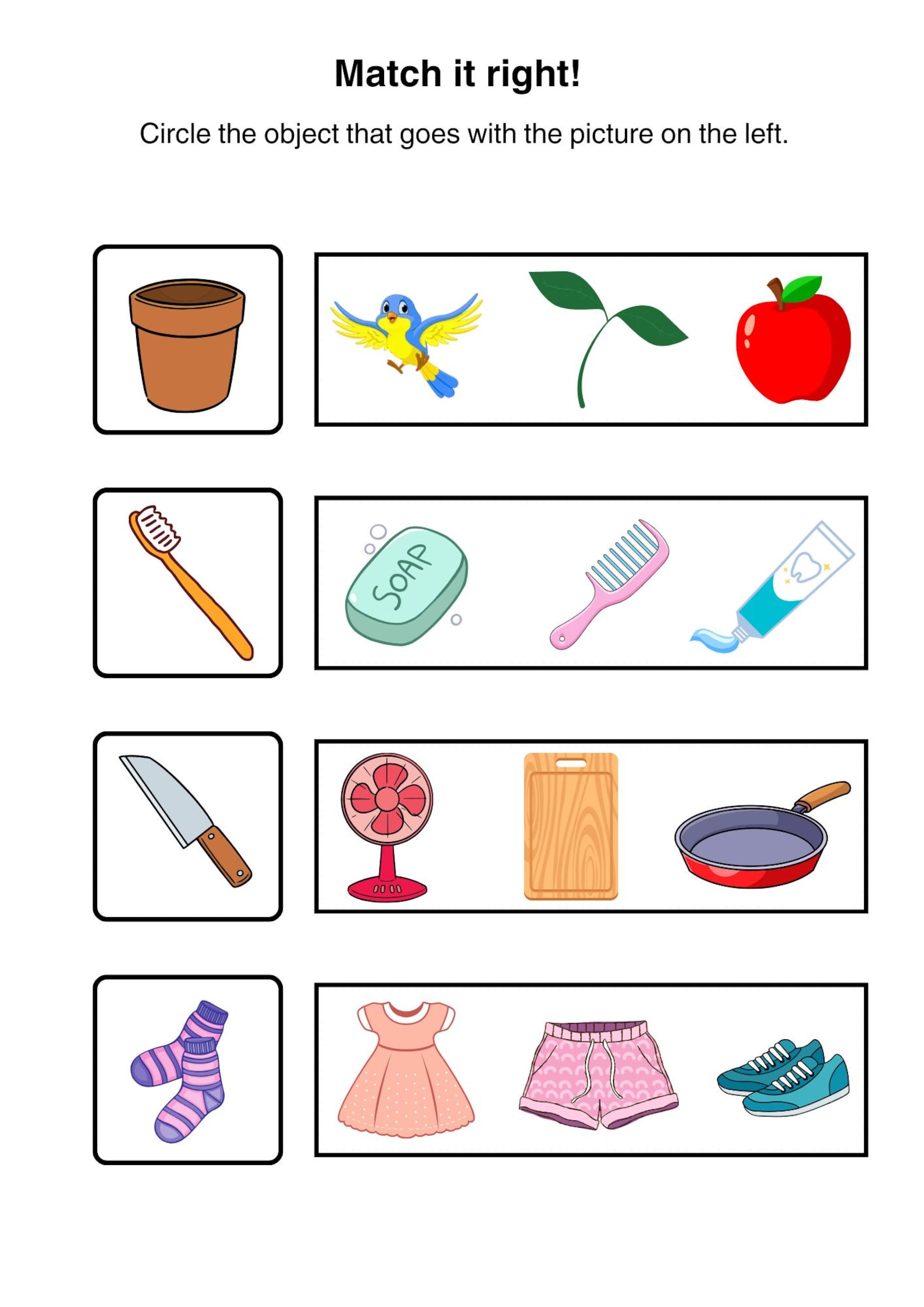 Match It Right Critical Thinking and Logic Worksheets for Kids ...
