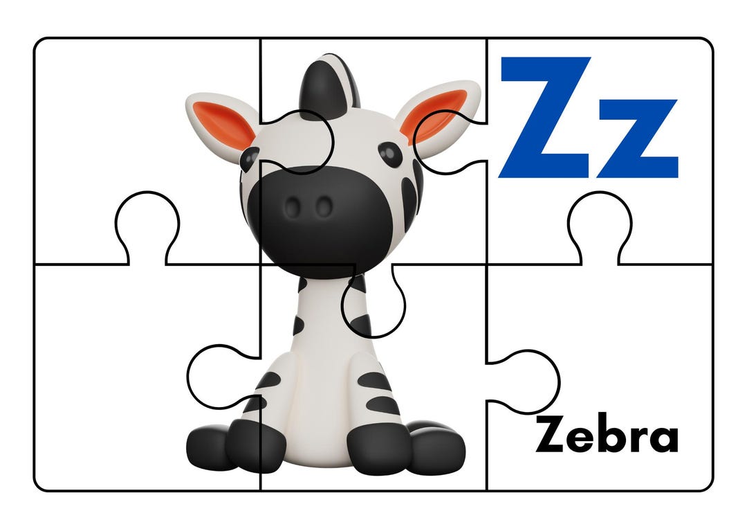 A-Z Letters Jigsaw Puzzle Colorful and Printable Letter Z - Etsy