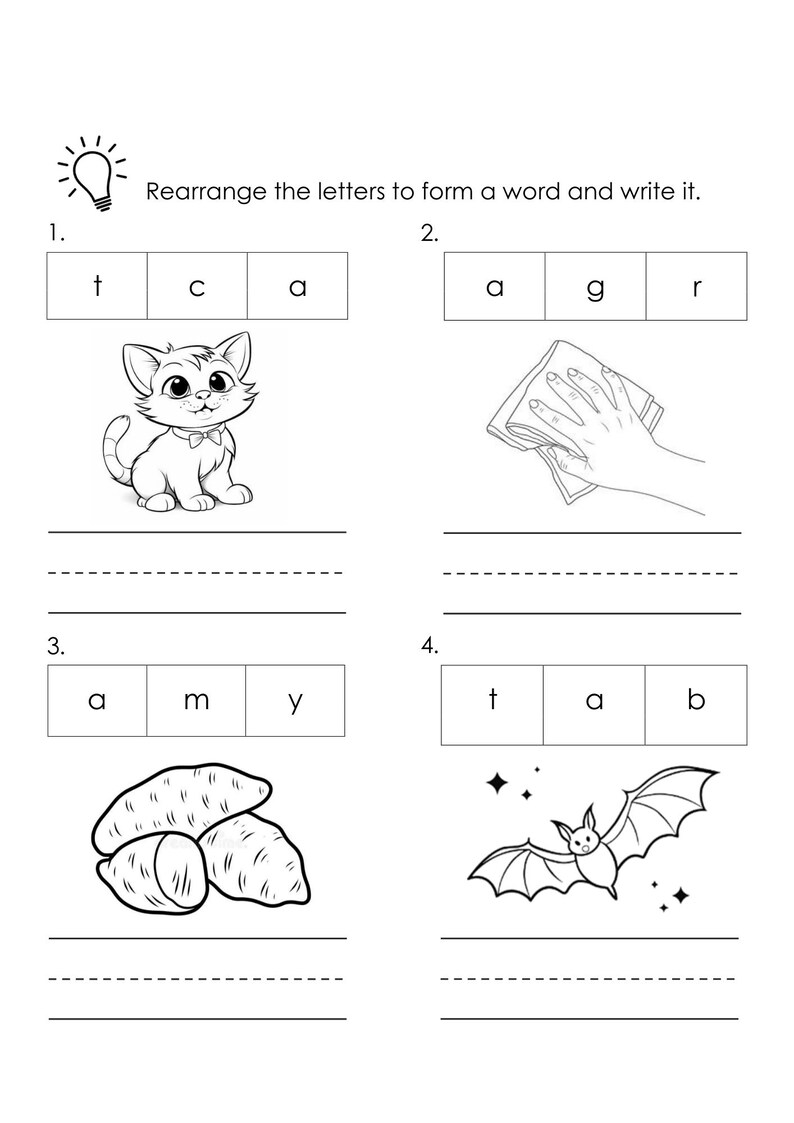 CVC Short Vowel A E I O U Worksheets - Etsy