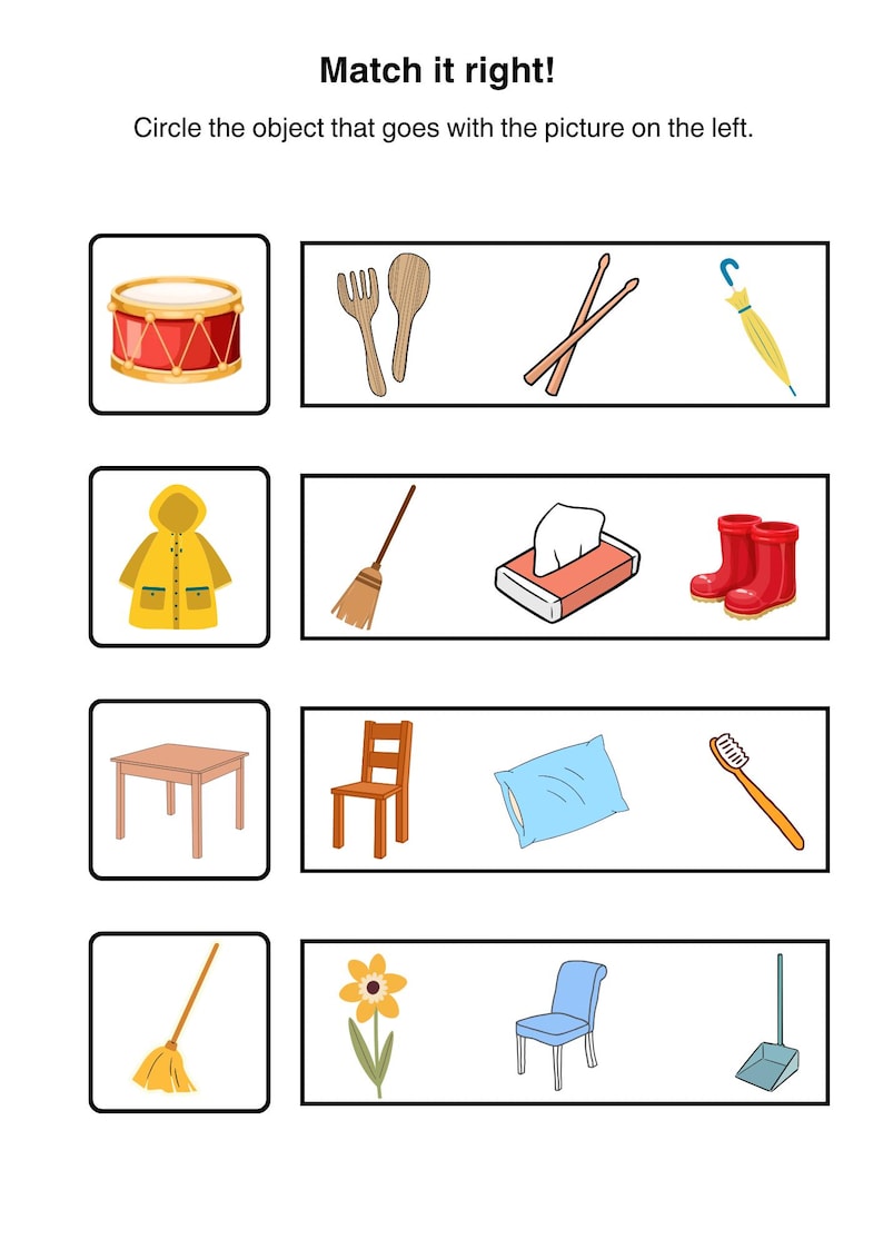 Match It Right Critical Thinking and Logic Worksheets for Kids ...