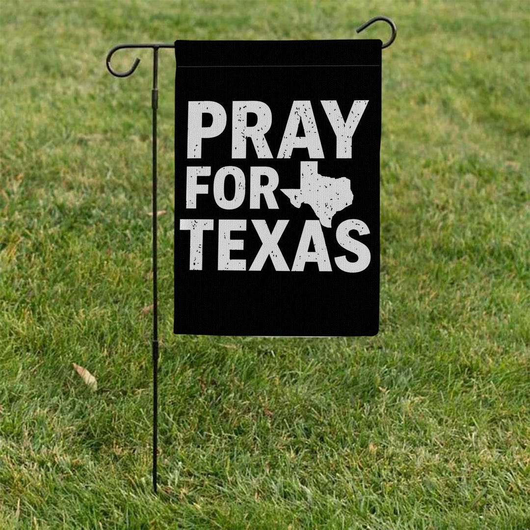 Bold Pray for Texas Garden Flag – Minimalist Black and White Outdoor ...