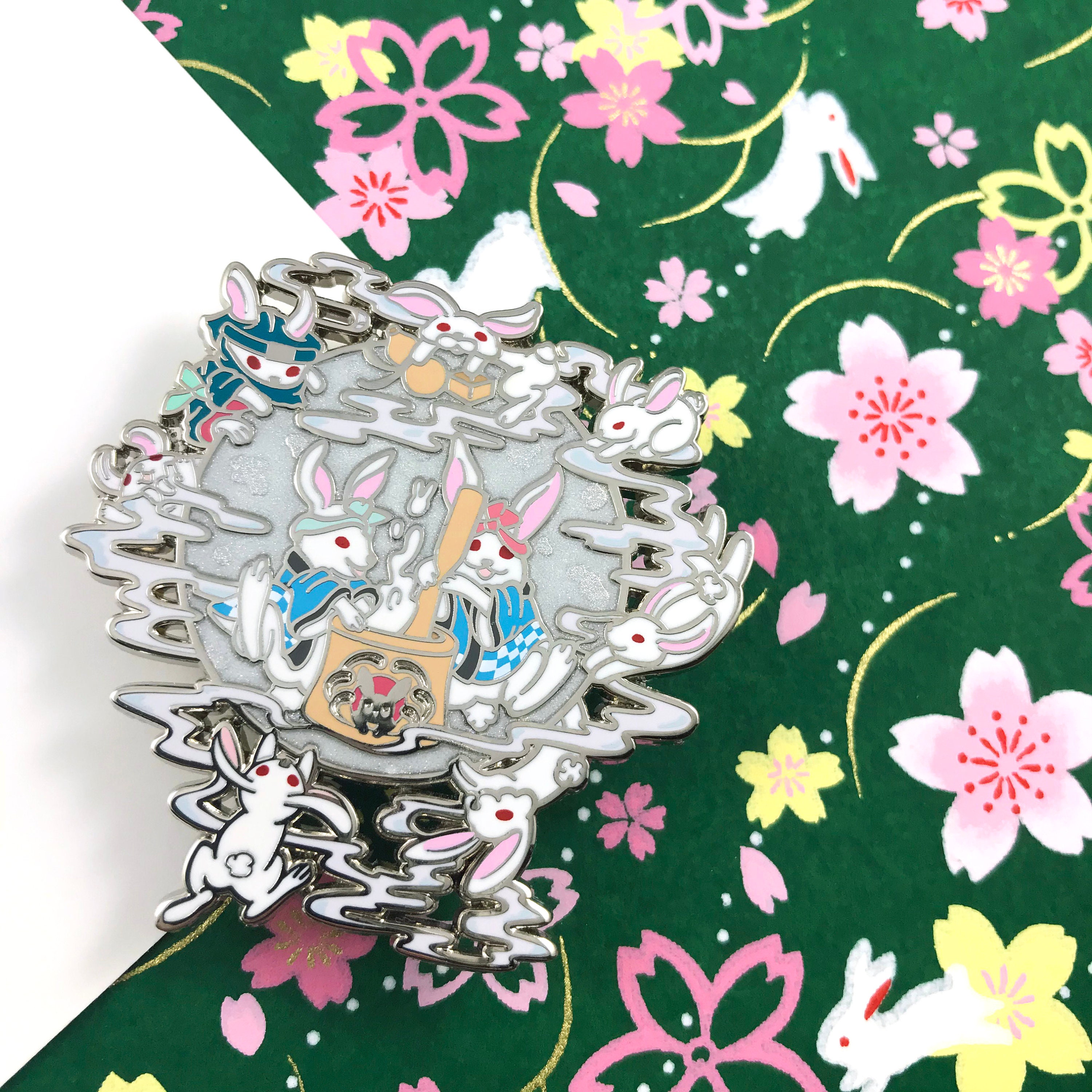 Otsukimi Rabbit Moon Enamel Pin Kawaii Mochi Bunny Lunar - Etsy