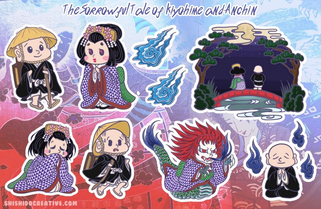 Japanese Yokai Kiyohime Snake Dragon Lady Fall Autumn Florals Flower ...