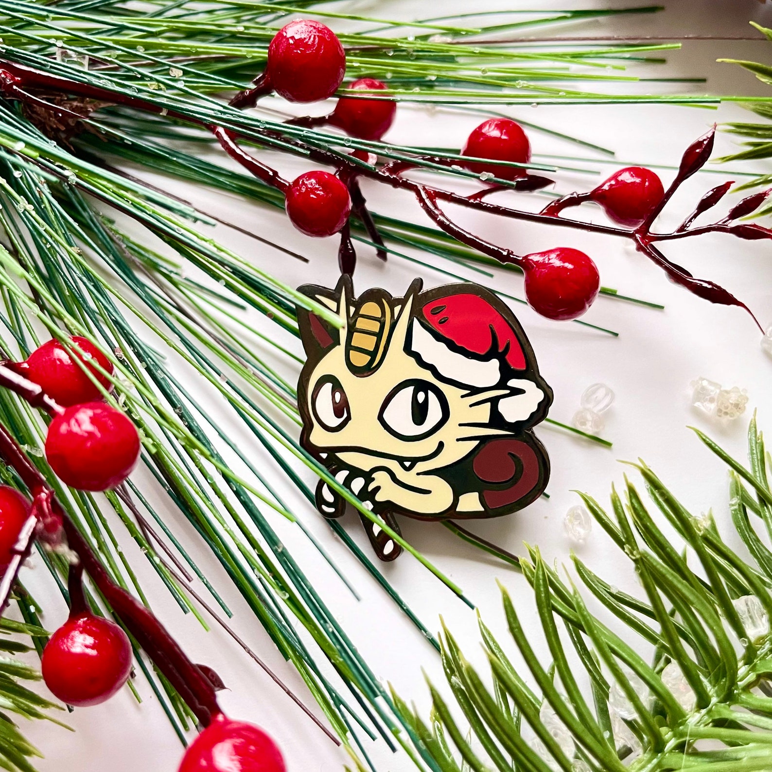 Meowth Pokémon Christmas Enamel Pin Pocket Monster Santa | Etsy