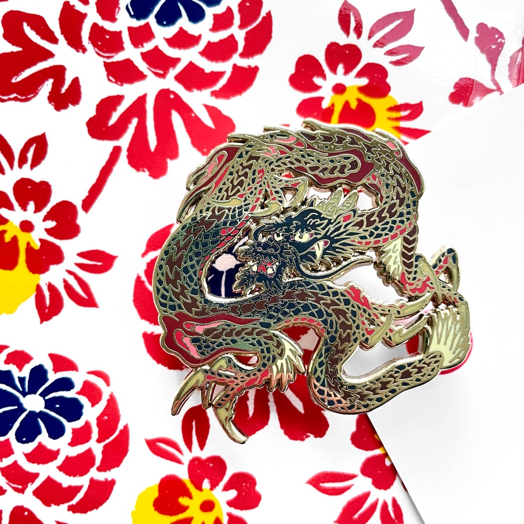 Ryujin Dragon Yokai Pin • Japanese Folklore Mythical Creature Guardian ...