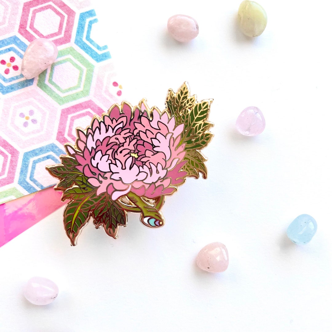 Pink Peony • Japanese Botan Pastel Flower • Enamel Pin - Etsy