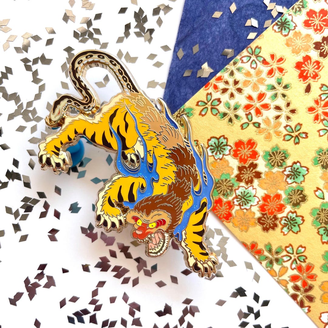 Nue Yokai Pin • Japanese Folklore Mythical Asian Chimaera Tiger Snake ...