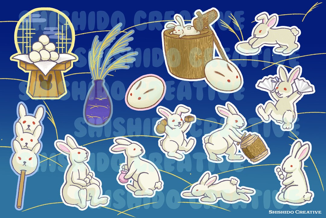 Japanese Otsukimi Bunny Rabbit • Fall Mid-autumn Festival Matsuri ...