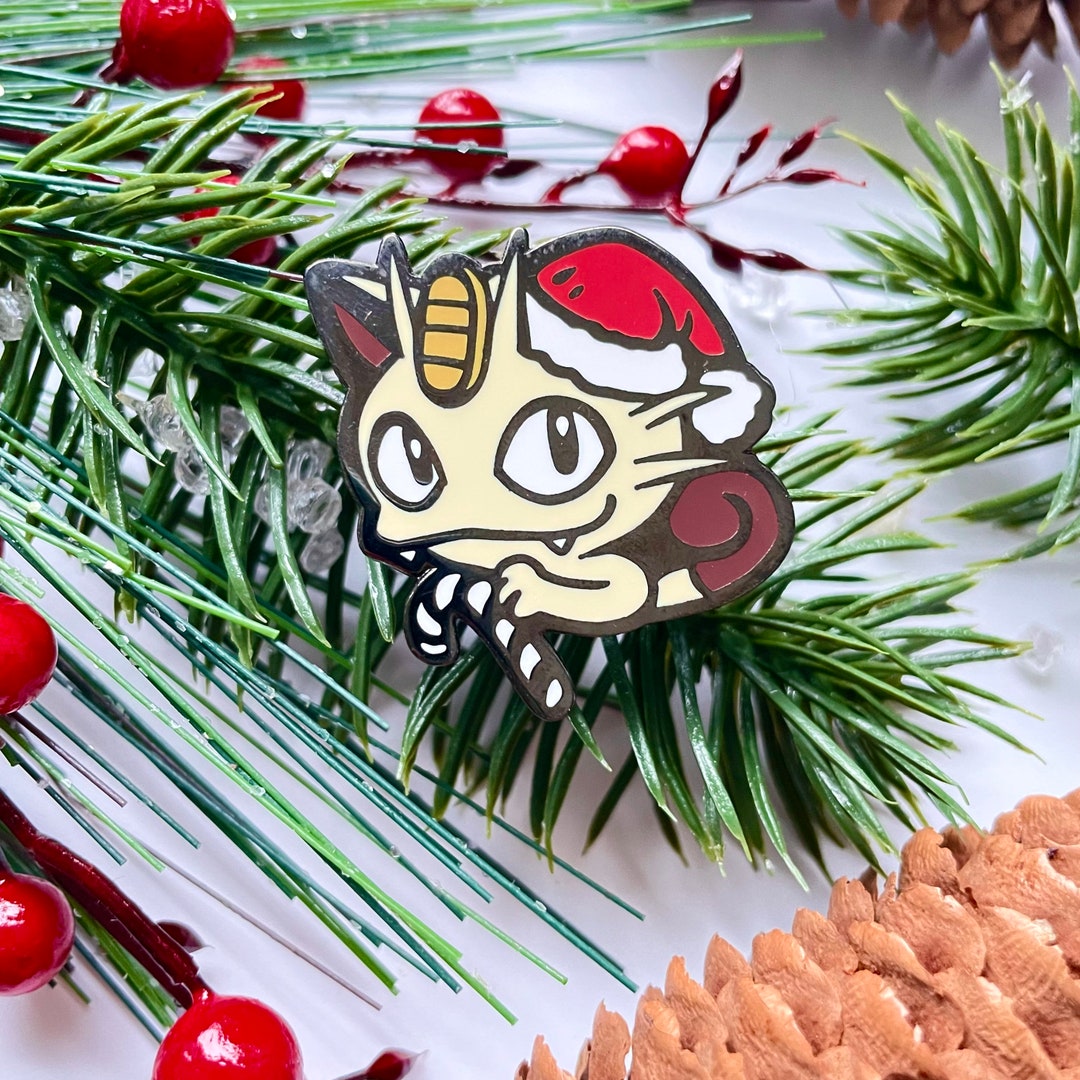 Meowth Pokémon Christmas Enamel Pin Pocket Monster Santa Holiday Kitty ...