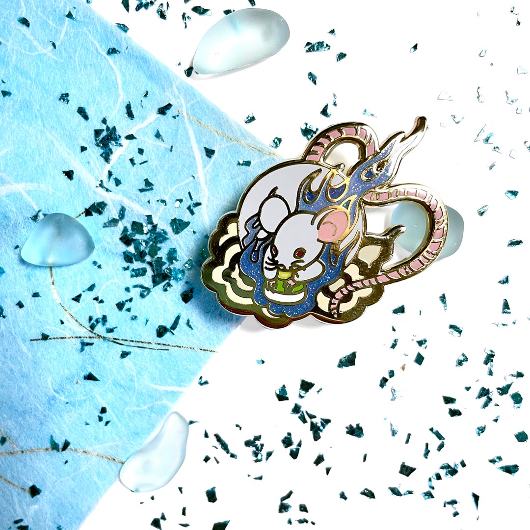 Japanese Rat With Blue Houju • Traditional Enamel Pin Set - Etsy
