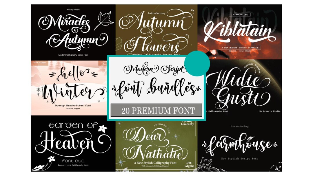 Modern Script Font Bundles, Wedding Font SVG Bundle, Handwritten Fonts ...