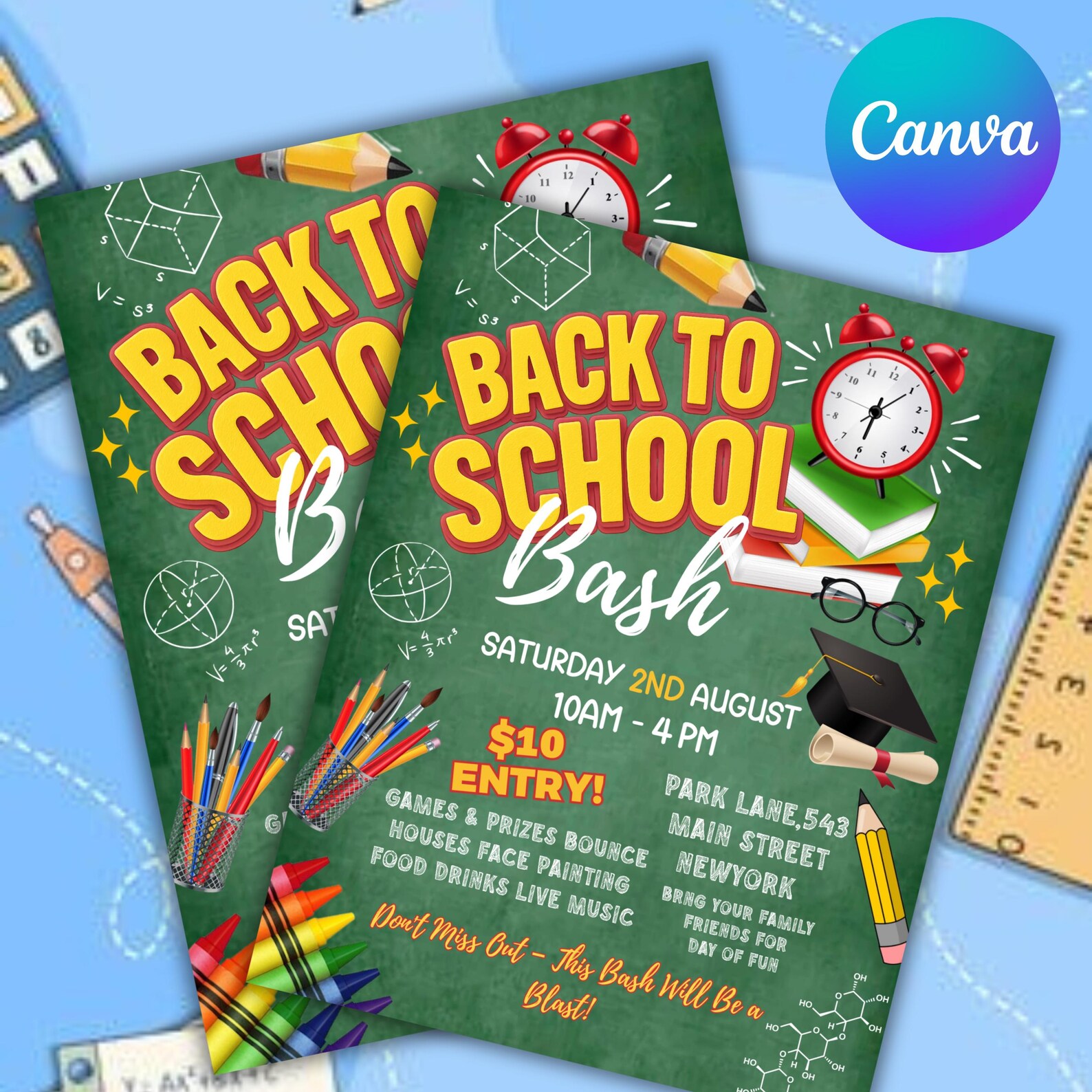 Back to School Bash Party Flyer, Back to School Bash Flyer, End of ...