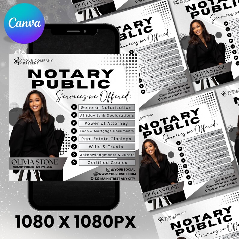 Notary Services Flyer, Editable Flyer, Notary Public Flyer, Document ...