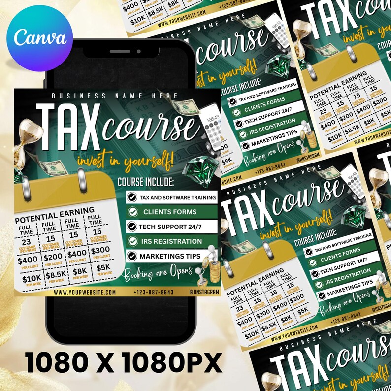 DIY Tax Class Flyer, Tax Training Flyer, Tax Preparation Flyer, Credit ...