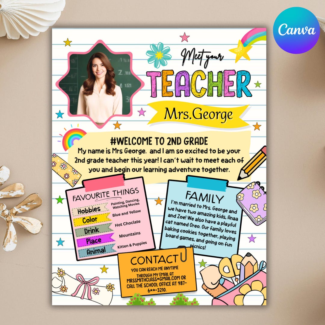 Meet the Teacher Classroom Printable, Teacher Introduction, Back to ...