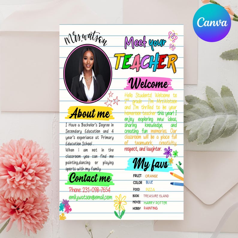 Meet Your Teacher Letter Template, Meet the Teacher Bio, Back to School ...