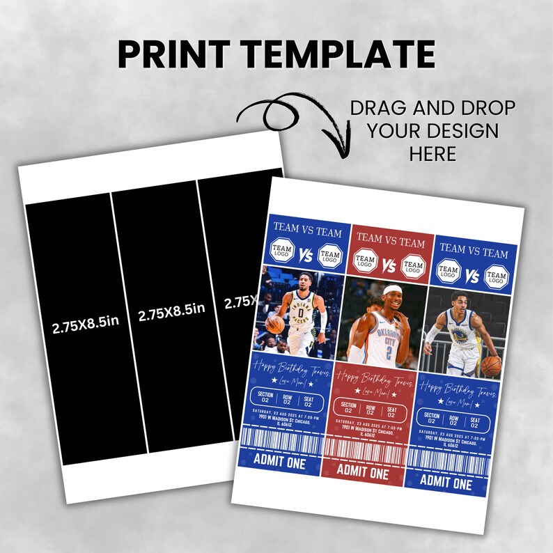 Baseball Ticket Template, Custom Fake Baseball Ticket, Printable Sport ...