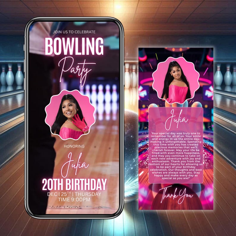 Animated Bowling Party Invite, Digital Bowling Party Invitation ...