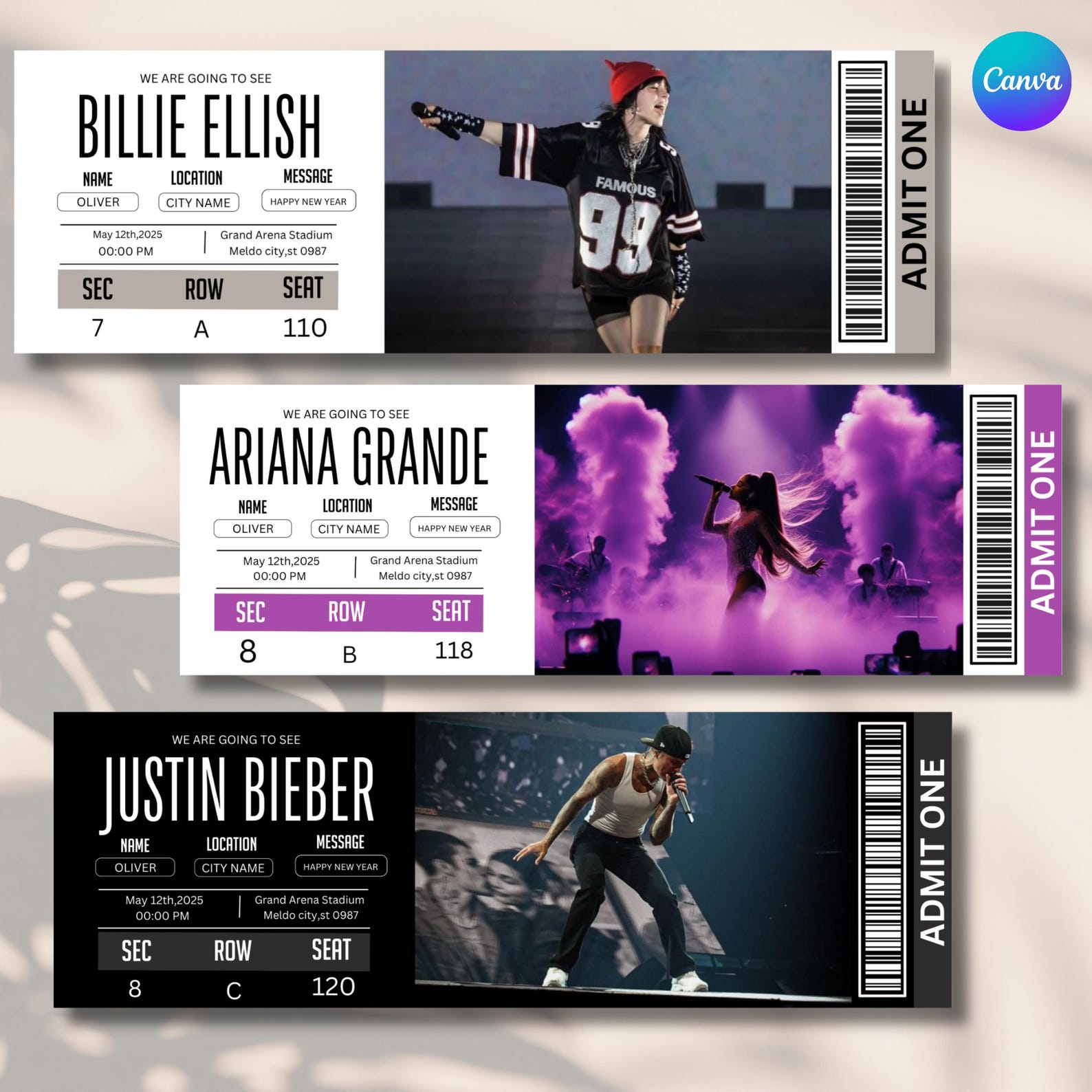 Editable Concert Ticket Template, DIY Event Ticket, Surprise Gift ...
