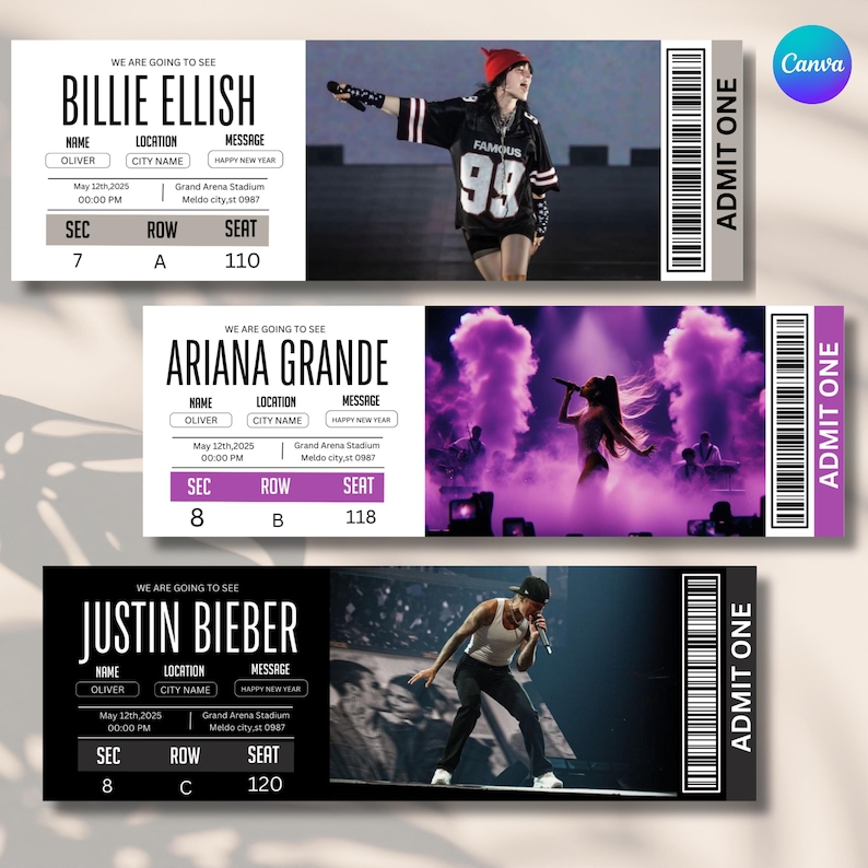 Editable Concert Ticket Template, DIY Event Ticket, Surprise Gift ...