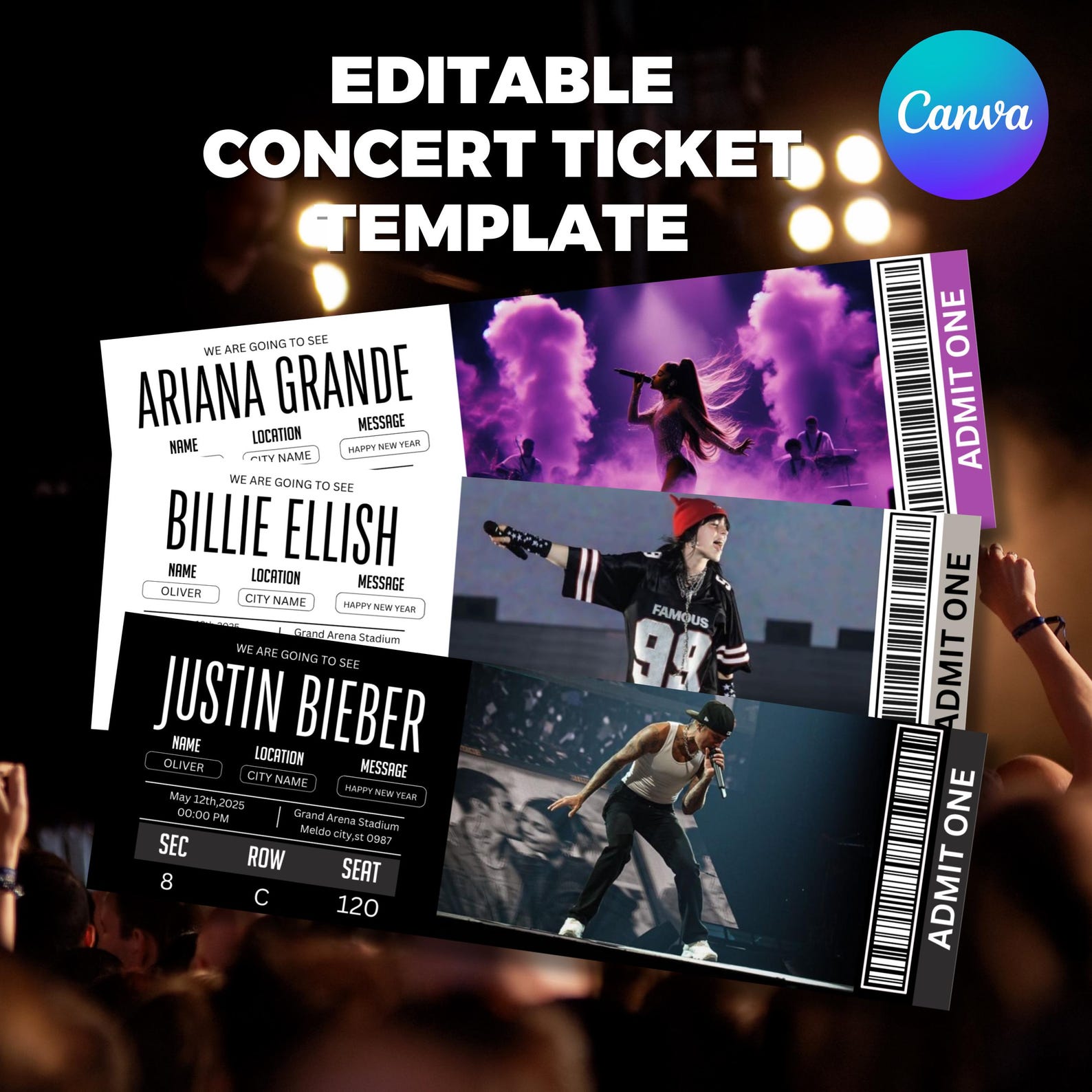 Editable Concert Ticket Template, DIY Event Ticket, Surprise Gift ...