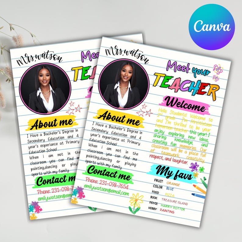 Meet Your Teacher Letter Template, Meet the Teacher Bio, Back to School ...