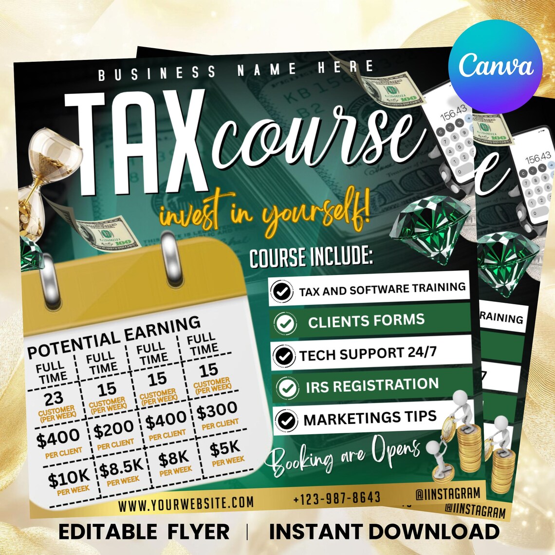 DIY Tax Class Flyer, Tax Training Flyer, Tax Preparation Flyer, Credit ...