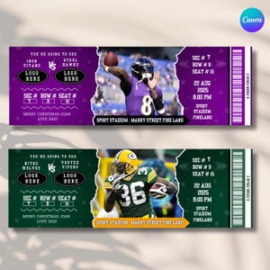 Custom Football Tickets, Surprise Gift Football Ticket, Football Game ...
