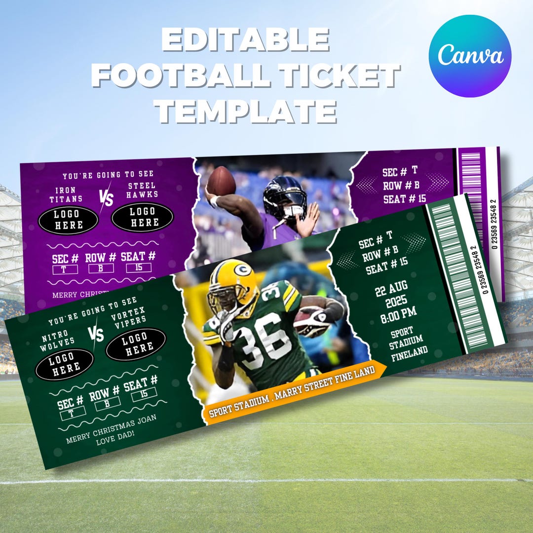 Custom Football Tickets, Surprise Gift Football Ticket, Football Game ...