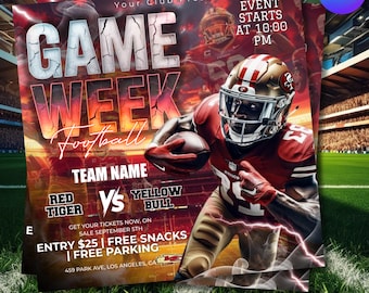Editable Game Day Football Flyer Template, DIY Event Flyer, Party Flyer ...