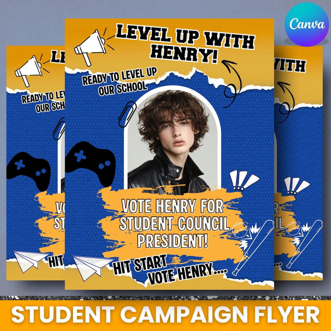 Student Council Campaign Flyer Template, Editable School Election ...