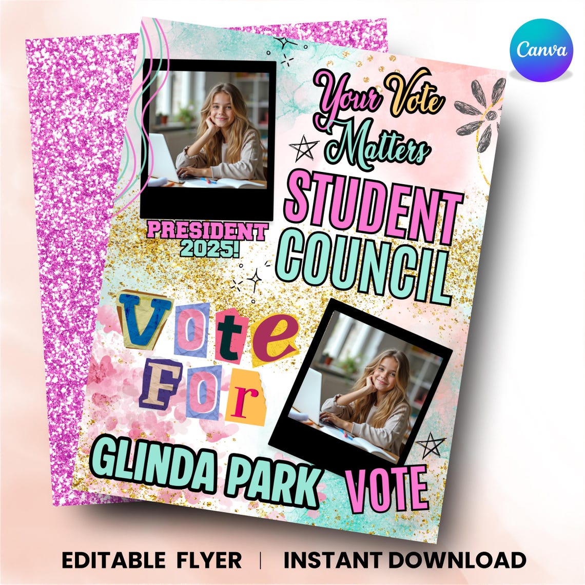 Student Council Campaign Flyer Template, Editable School Election ...