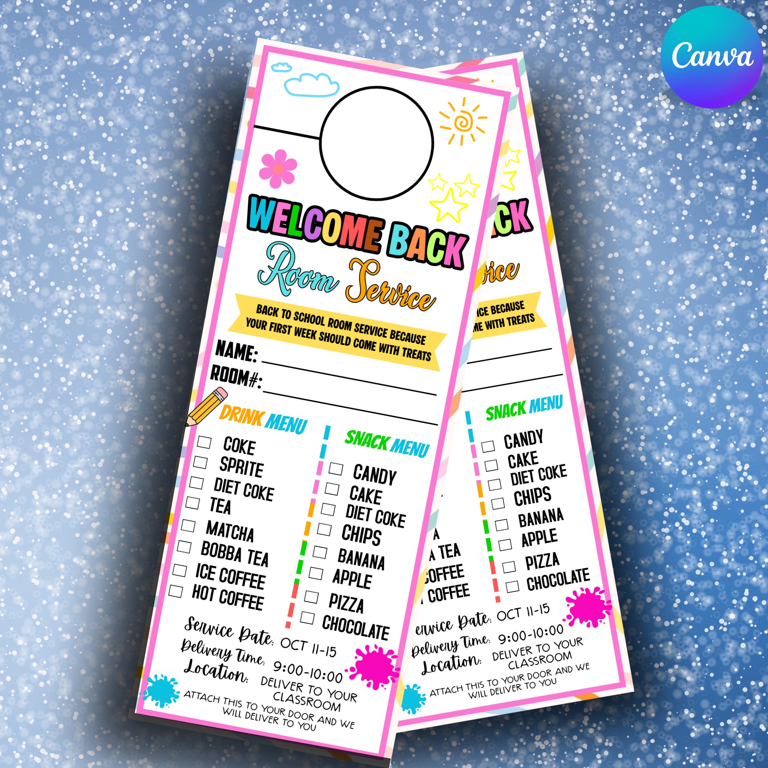 Teacher Appreciation Door Hanger, Editable Room Service Template ...