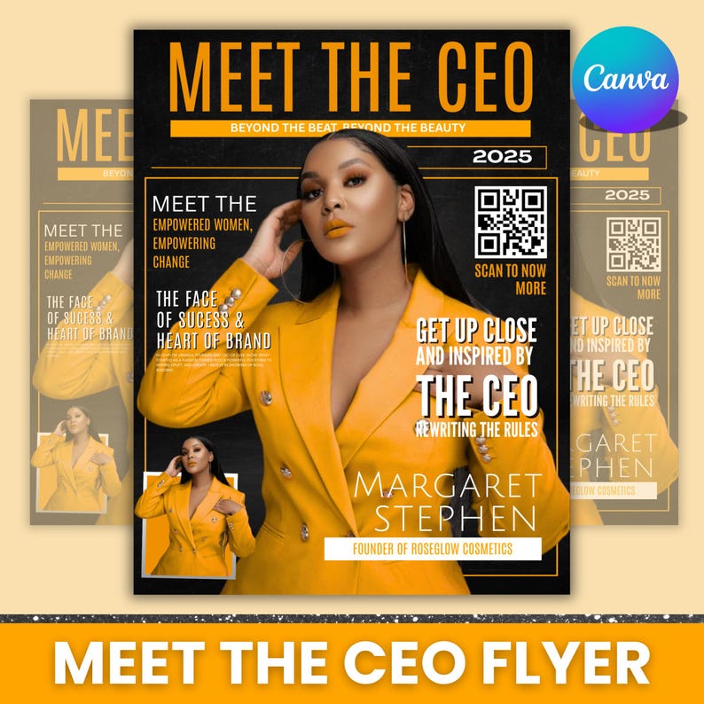 Meet the CEO Flyer, Magazine Style Canva Template, Business Owner ...