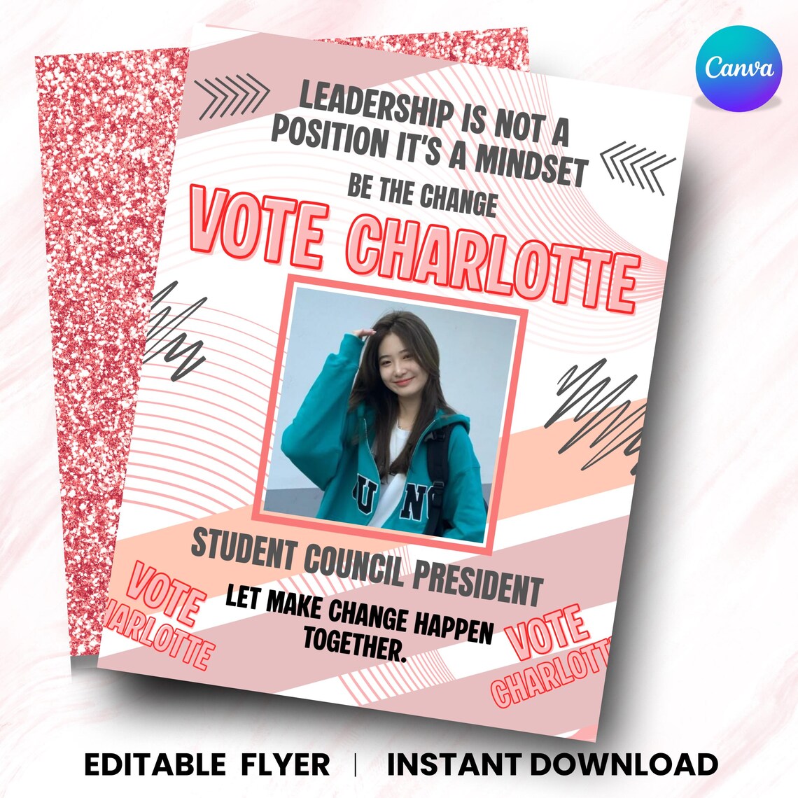 Student Council Campaign Flyer Template, Editable Canva Poster, School ...