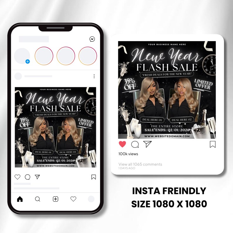 New Year Flash Sale Flyer, January Sale Flyer, New Year Specials, Hair ...