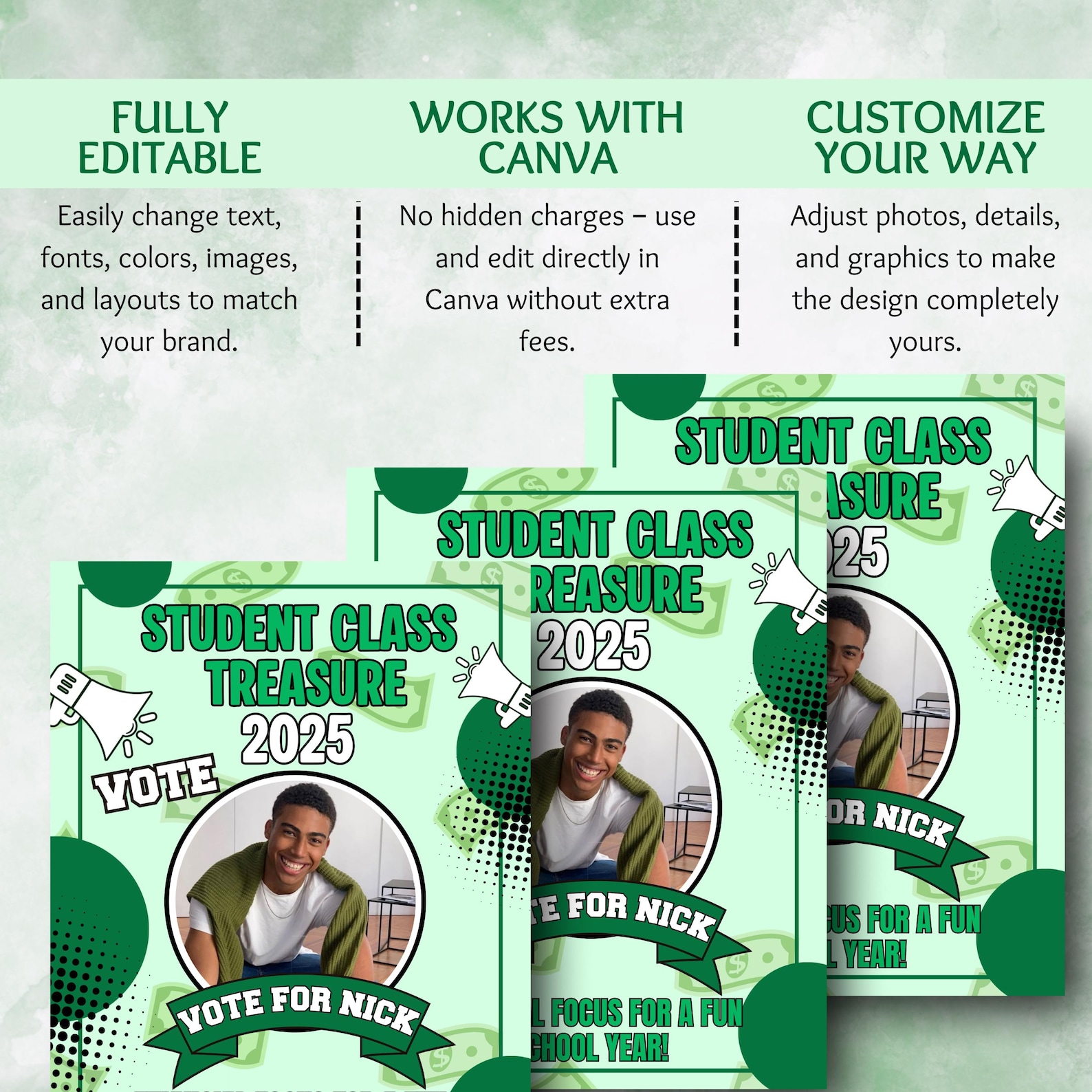 Modern Student Council Election Flyer, Canva Template, Canva Editable ...
