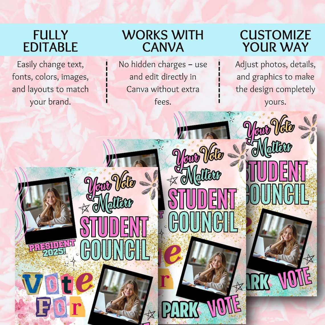 Student Council Campaign Flyer Template, Editable School Election ...