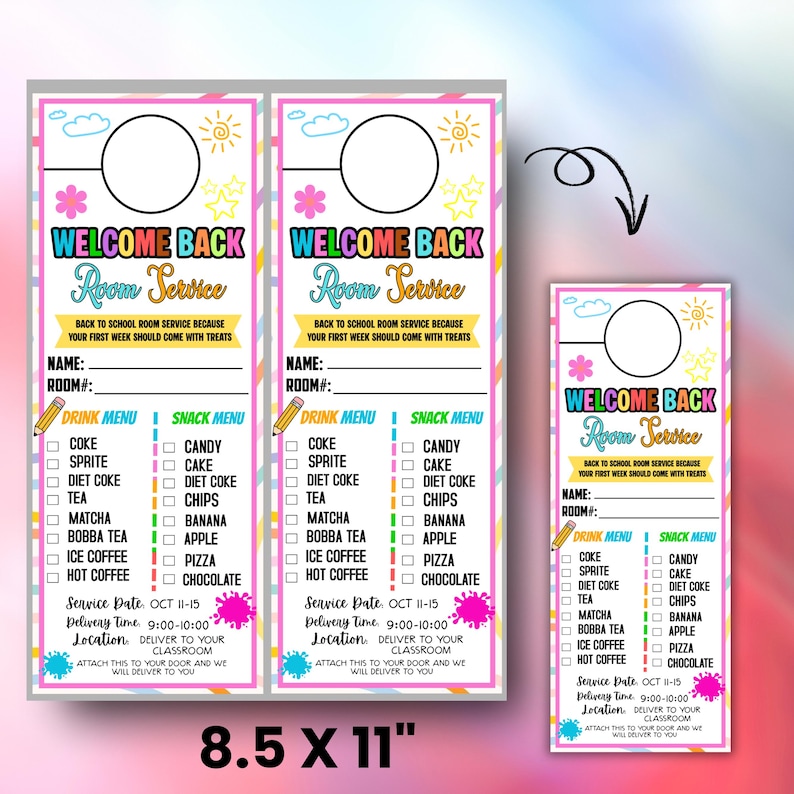 Teacher Appreciation Door Hanger, Editable Room Service Template ...