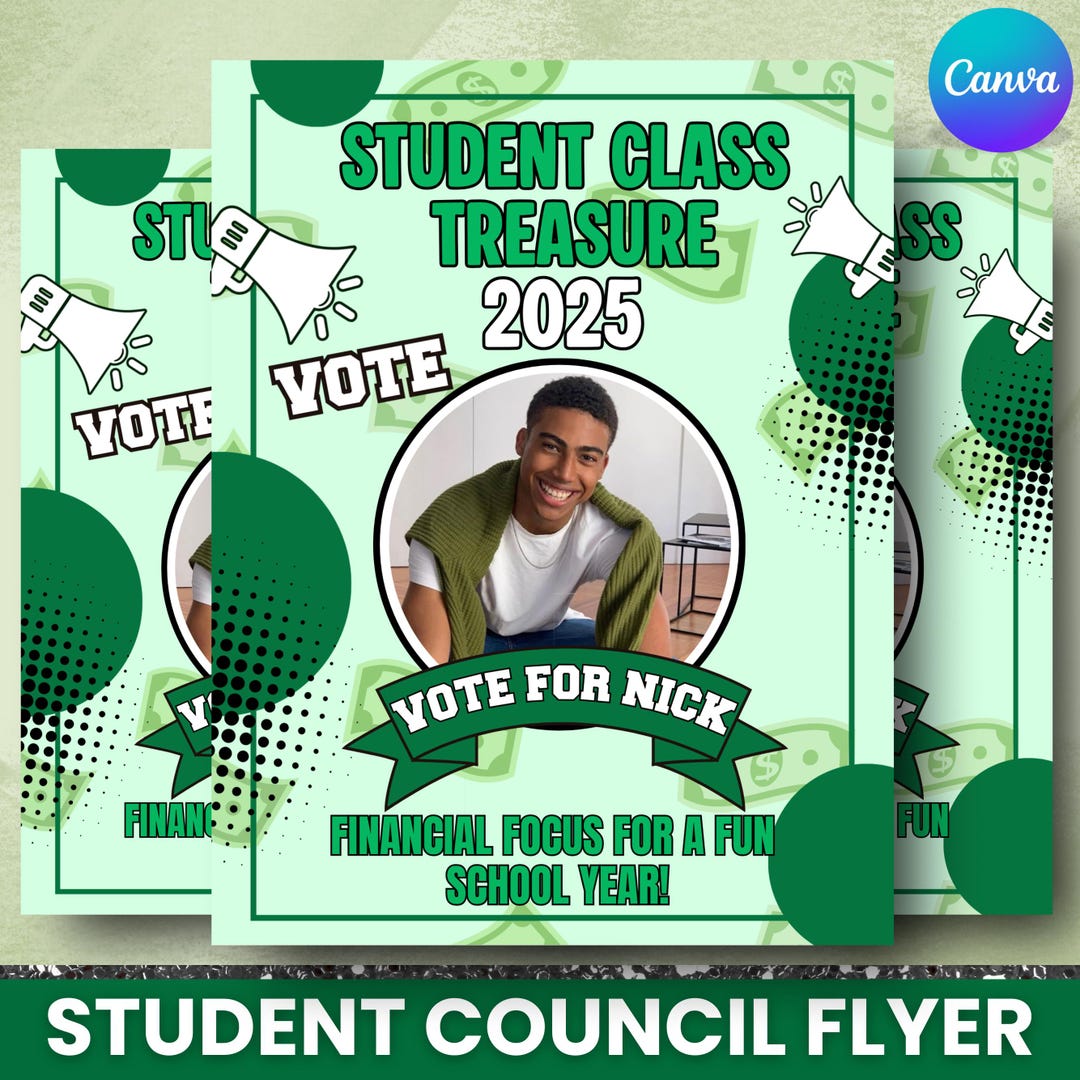 Modern Student Council Election Flyer, Canva Template, Canva Editable ...