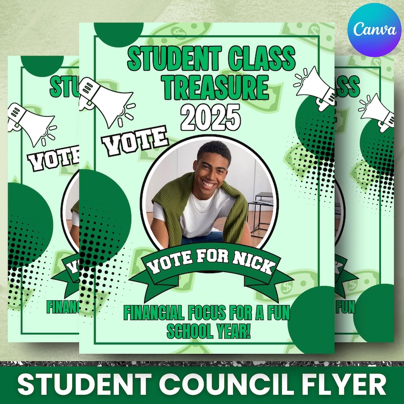 Modern Student Council Election Flyer, Canva Template, Canva Editable ...