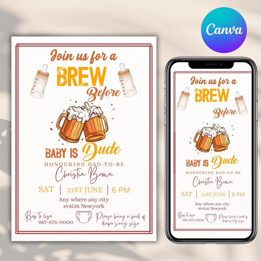 Diaper Party Invite, Beer Diaper Party Invitation, Party Invitation ...