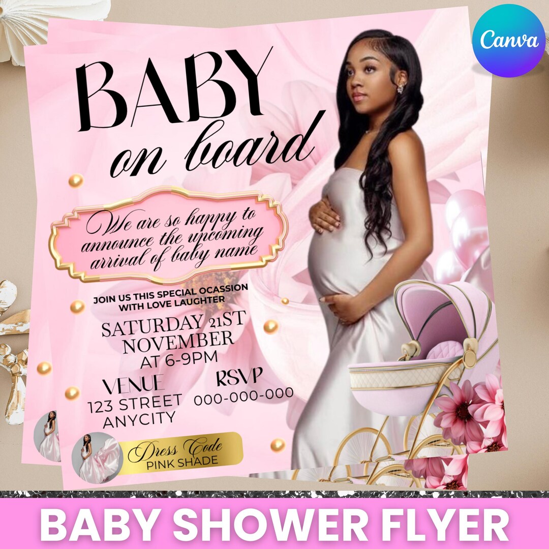 Baby Shower Invitation Flyer, Editable Baby on Board Flyer, Baby Shower ...