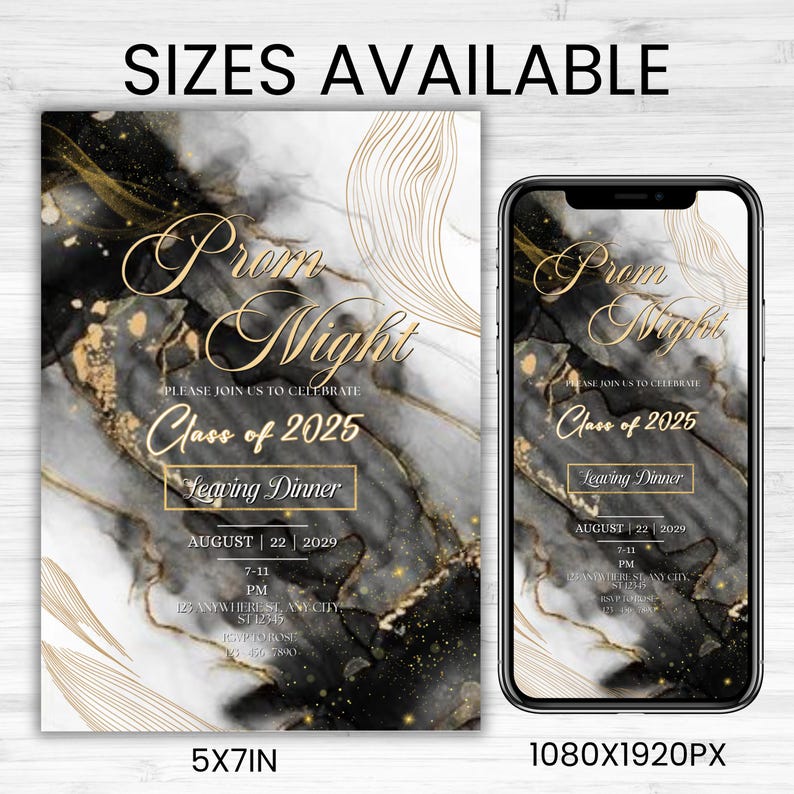 Prom Invitation, Prom Night Party Invite, Prom Send off Dinner Dance ...